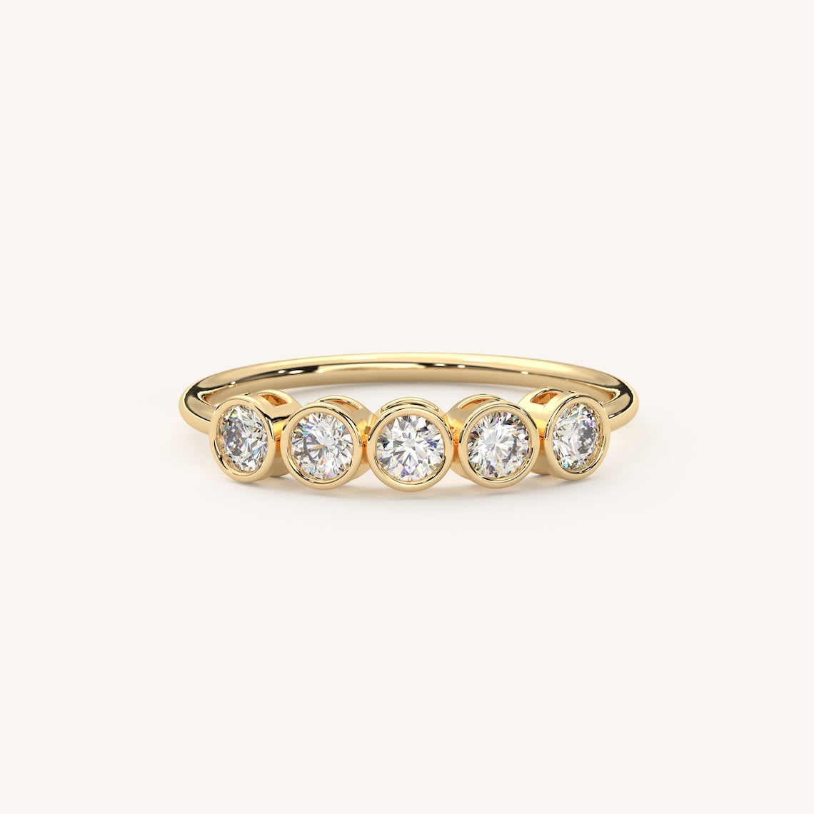 Bezel Set Diamond Ring 14k Gold Bezel Set Engagement Ring 14K Gold ...